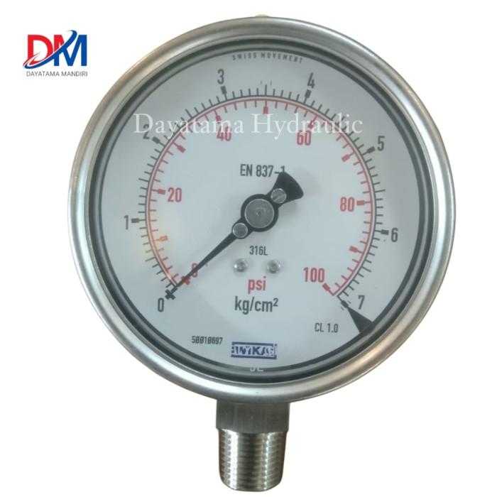 Jual 250 Kg / Bar PRESSURE GAUGE / MANOMETER WIKA 4" INCH DRAT 1/2 ...