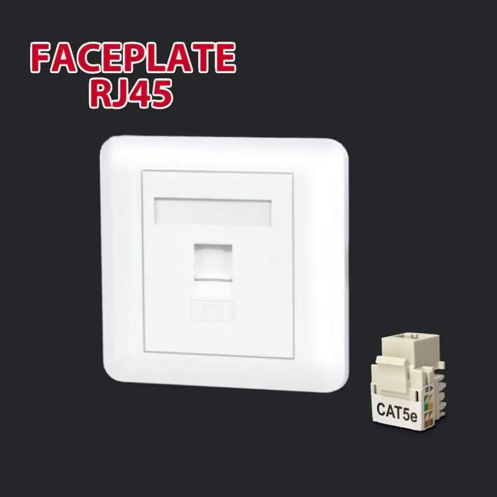 Jual Faceplate Modular Jack RJ45 Single / Face Plate Lan RJ45 + Modular ...