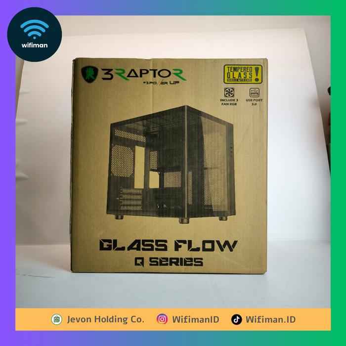 Jual Raptor Glass Flow Q Series 3 Fan RGB- Casing PC Komputer Hitam ...
