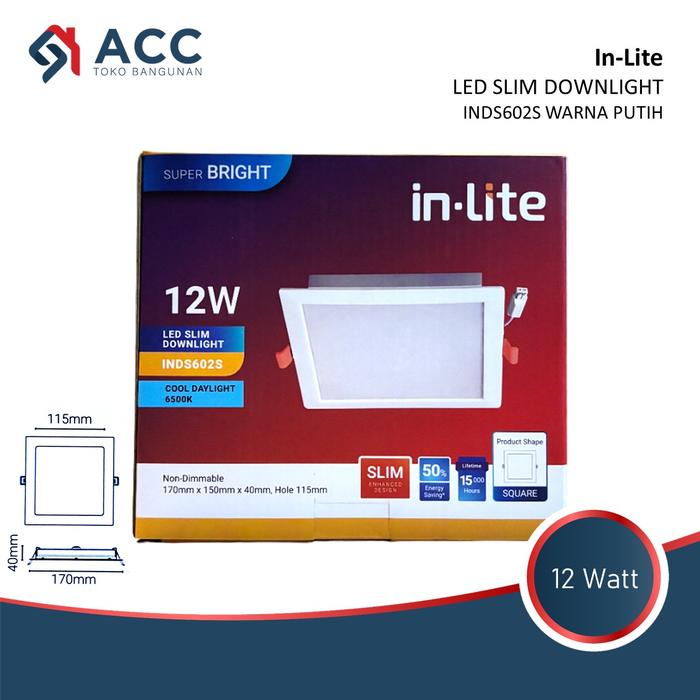 Jual INLITE LED Panel Plafon Slim Downlight Kotak 12W 12 Watt INDS602S ...