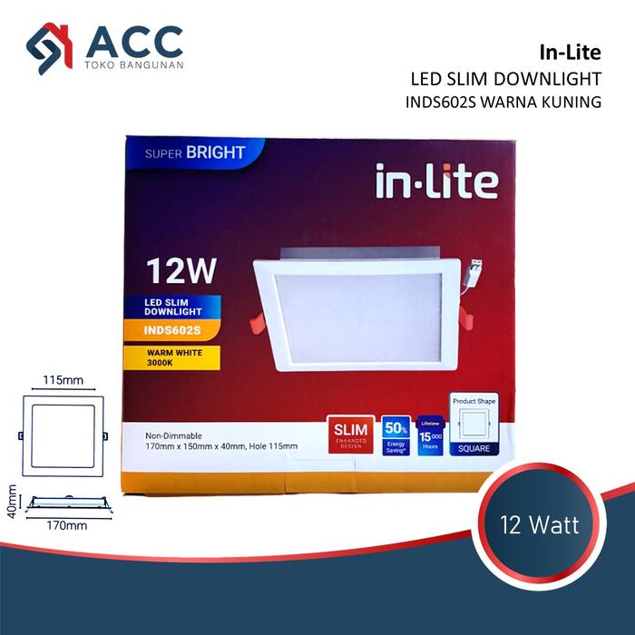 Jual INLITE LED Panel Plafon Slim Downlight Kotak 12W 12 Watt INDS602S ...