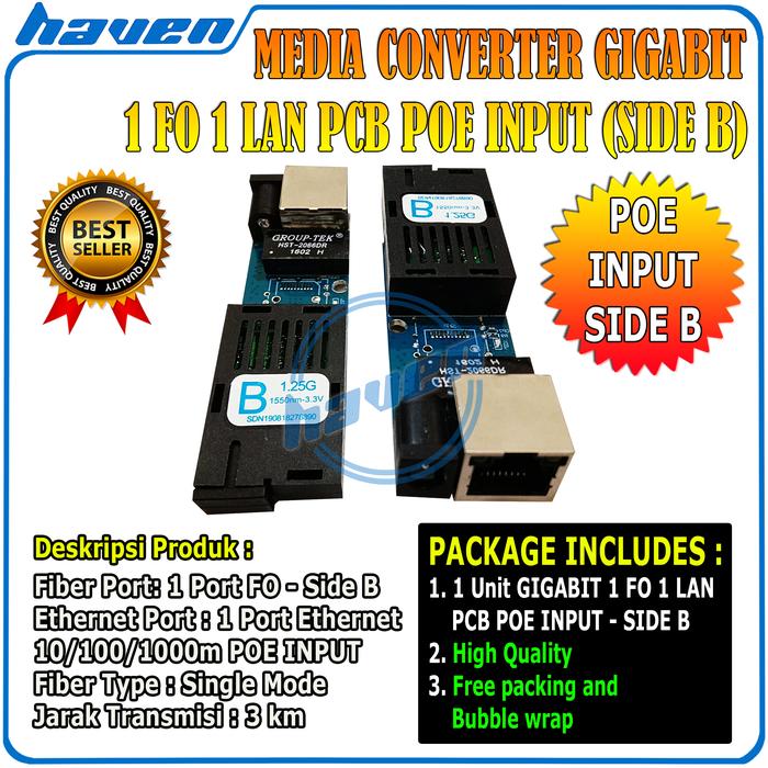 Promo Media Converter 1 FO 1 LAN Gigabit POE & NON POE HTB Mini GS-03 ...