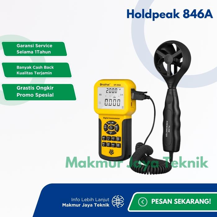 Jual Anemometer HOLDPEAK 846A Data Logger Velocity Air Flow Wind Meter ...