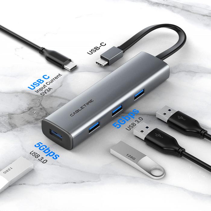 Promo USB Hub Type C to HDMI USB 3.0 PD SD/TF RJ45 CABLETIME Multiport ...