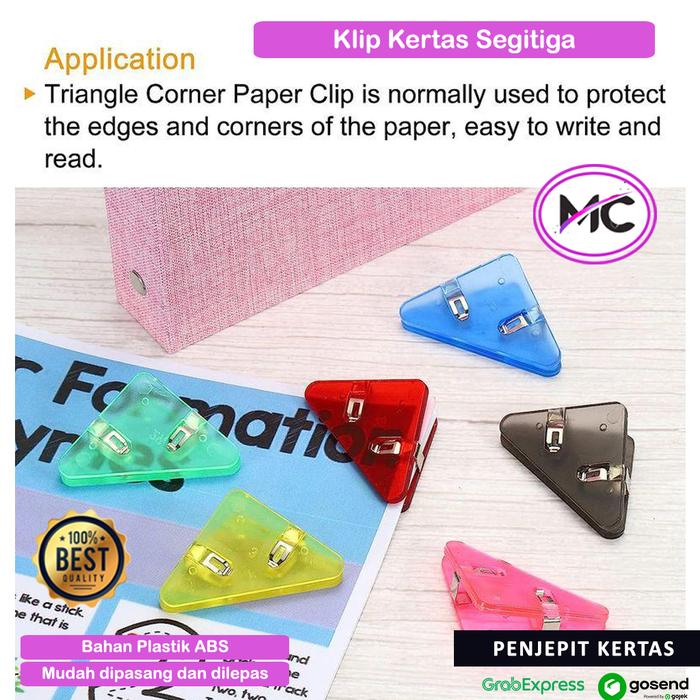 Jual Klip Kertas Lucu Papper Klip Segitiga Warna Warni Binder Clip ...