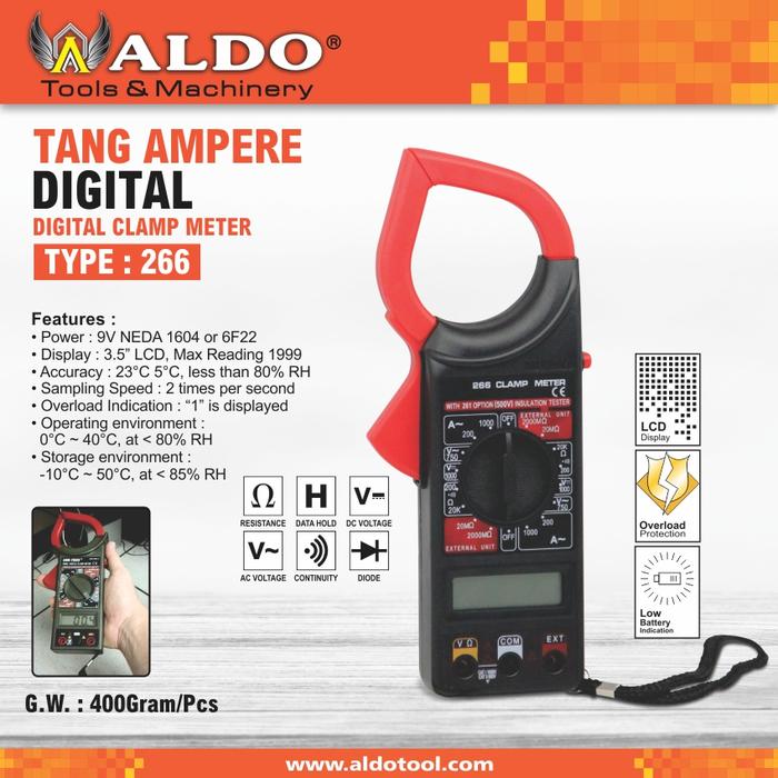 Jual TANG AMPERE DIGITAL 266 / CLAMP AMPER / ALAT UKUR KETEGANGAN ...