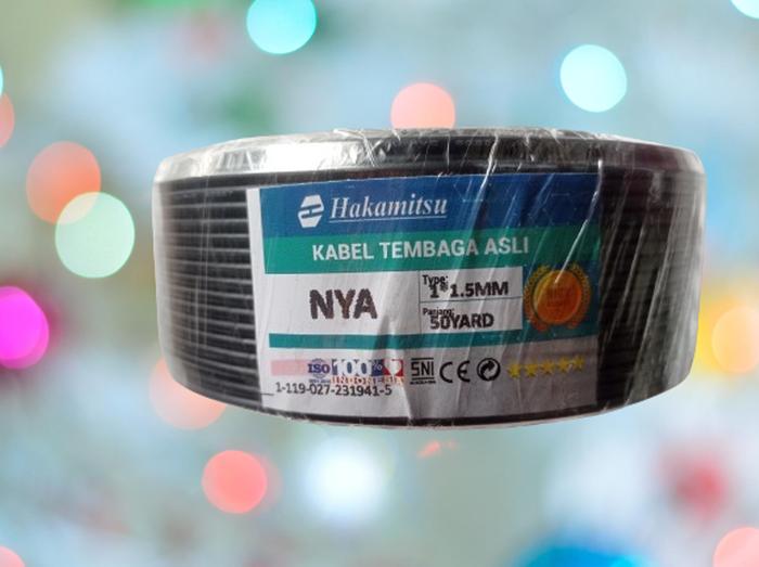 Jual kabel listrik tembaga tunggal SNI Hakamitsu NYA 1x1.5 panjang 50 kawat isi 1 x 1,5 - Hitam ...