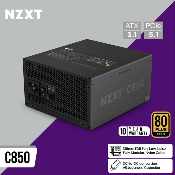 Promo NZXT C850 Gold - 850W 80 Plus Gold Fully Modular ATX 3.1 PCIe 5.1 ...