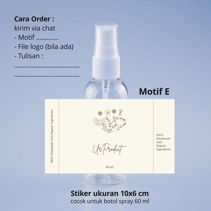 Jual Stiker Label Botol Spray 60 ml Free Desain - E, Vinyl - Kab ...