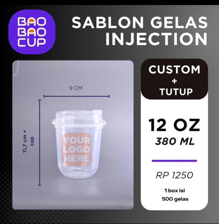 Jual Sablon Cup Injection 12 oz/380 ml 2 warna +lid dan cc - Kota Tangerang - BaoBaoCup | Tokopedia