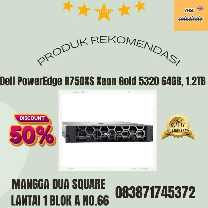 Jual SERVER Dell PowerEdge R750XS Xeon Gold 5320 64GB, 1.2TB SAS, 600GB ...