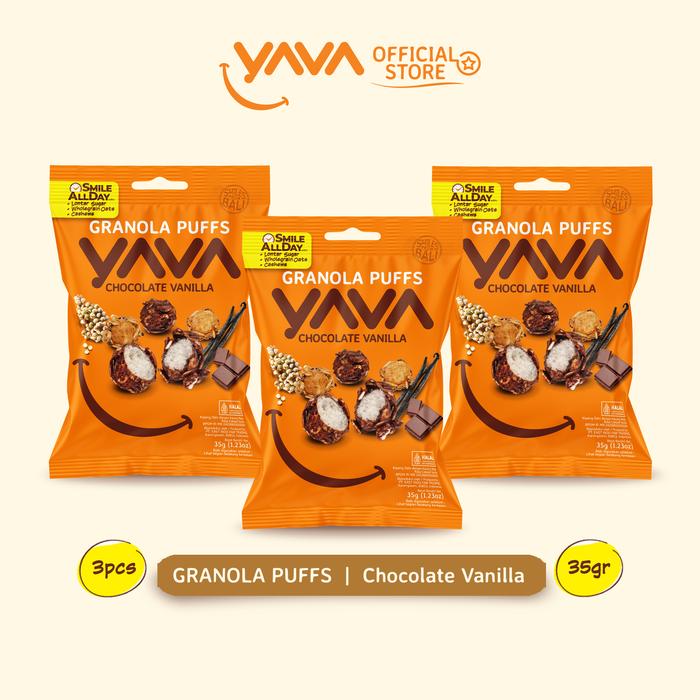 Promo YAVA Triple Pack Granola Puffs Chocolate Vanilla (3 x 35g ...