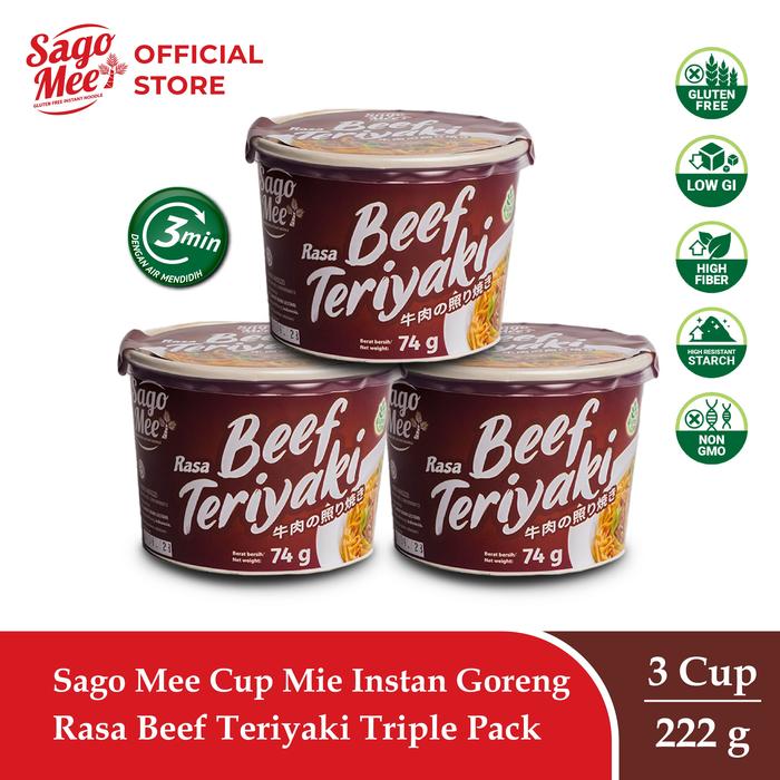 Jual Sago Mee Mie Instan Cup Goreng Rasa Beef Teriyaki 70 gram Triple ...