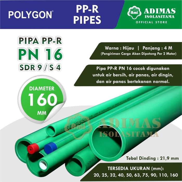 Promo Pipa PPR Polygon Tipe PN 16 Diameter 160 mm Panjang 4 Meter Warna ...