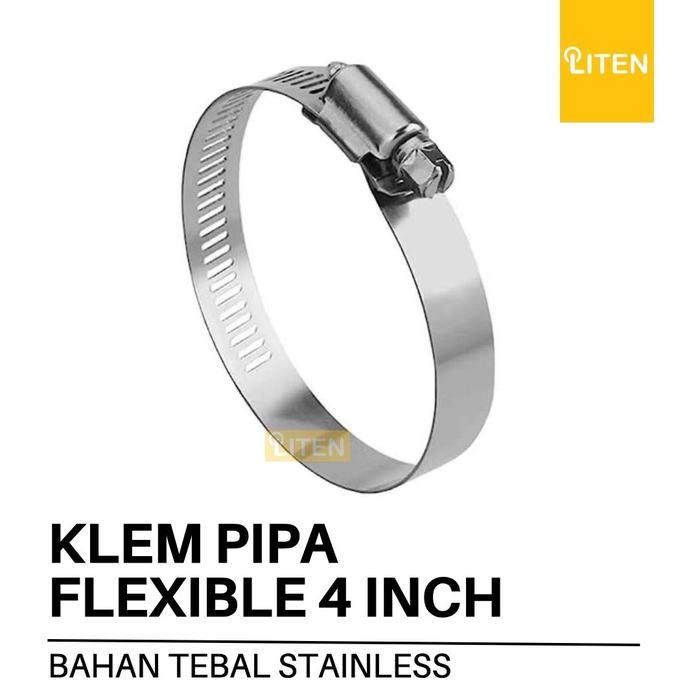 Jual Klem Selang Flexible 4 Inch / Clamp Stainless Flexible Duct 4” Exhaust Fan / Klem Pipa ...