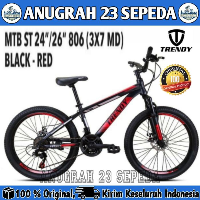 Jual Sepeda MTB Gunung TRENDY 806 Ukuran 24 26 Inch 21 Speed - Kota ...