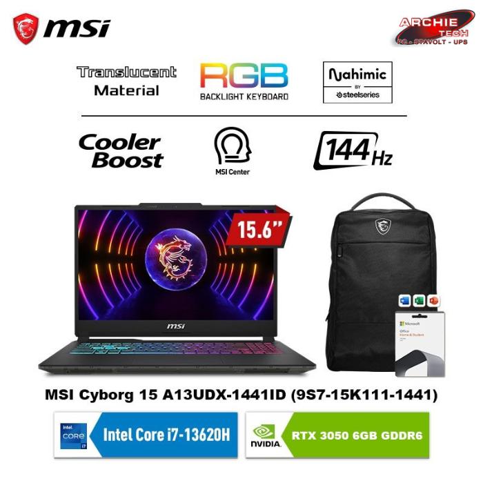 Jual MSI Cyborg 15 A13UDX-1441ID Core i5 13420H 2x8GB 512GB 3050 W11 OHS Translucent Black ...