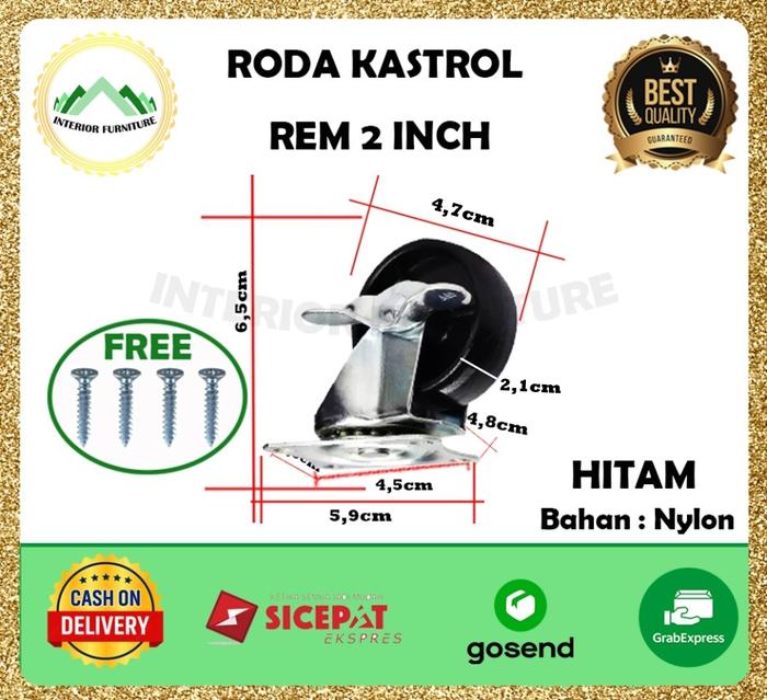 Jual Roda Troli 2 inch (Putar + Rem), Roda Kastor PVC Nylon (Hidup ...
