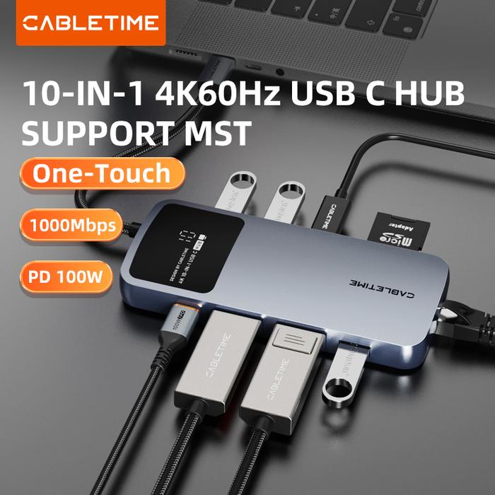 Promo USB Hub Type C to HDMI 4K DP PD RJ45 SD/TF Multiport Docking ...