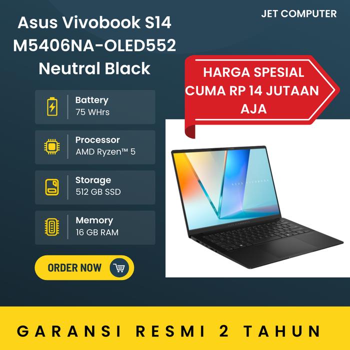 Jual Asus Vivobook S14 M5406NA-OLED552/Ryzen 5-7535HS/16GB/512GB SSD ...