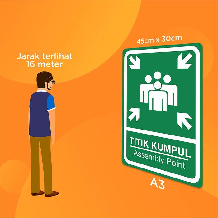 Jual Stiker K3 Titik Kumpul / Sticker Safety Sign Assembly Point (Anti ...