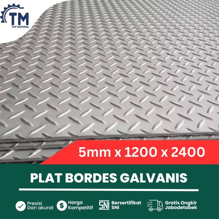 Jual Plat Bordes Galvanis Tebal 5mm x 4 x 8 Feet / 1200 x 2400 mm / 120 x 240 cm / 1,2 x 2,4 ...
