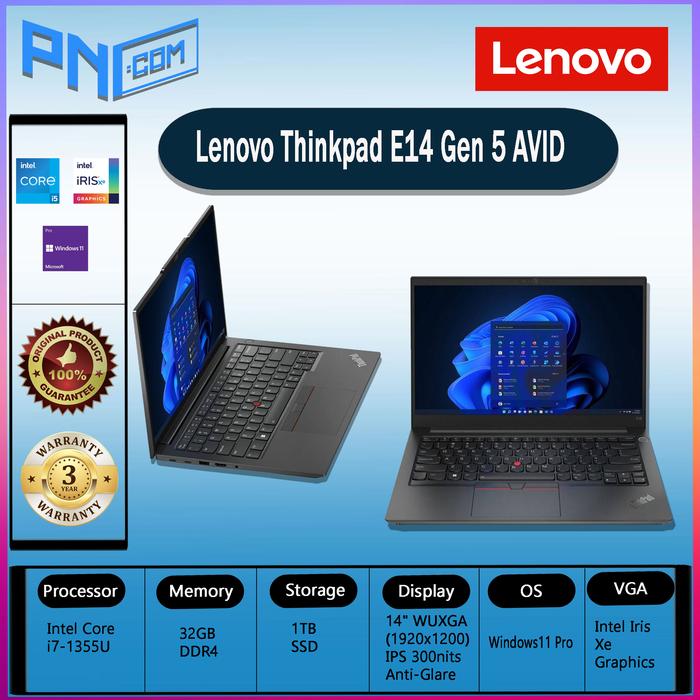 Jual Lenovo Thinkpad E14 Gen 5 AVID Intel Core i7-1355U 32GB 1TB SSD ...