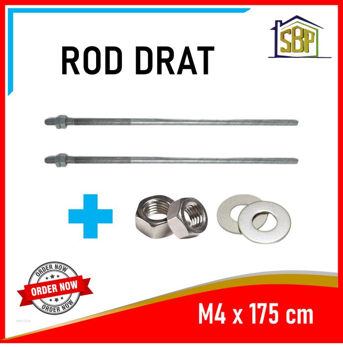 Jual Rod Drat M4 x 175 Cm Suspension Rot Hanger Kawat Gantungan Rangka ...