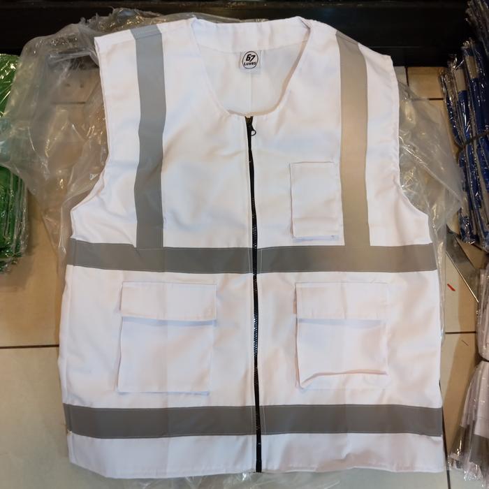 Jual Rompi Safety Drill Putih Proyek+Logo K3 dan Bendera Indonesia ...