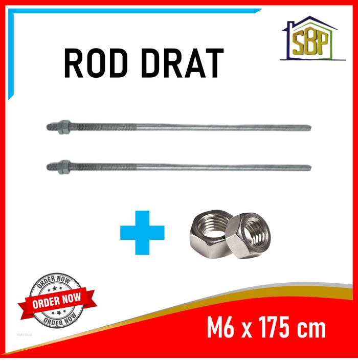 Jual Rod Drat M6 x 175 Cm Suspension Rot Hanger Kawat Gantungan Rangka ...