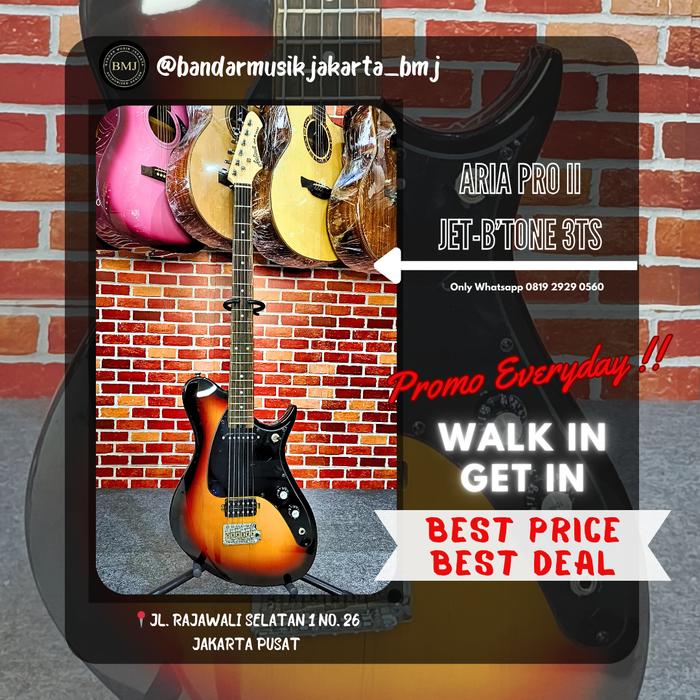 Promo ARIA PRO JET B TONE BARITONE ELECTRIC GUITAR 3 TONE SUNBUST BMJ ...