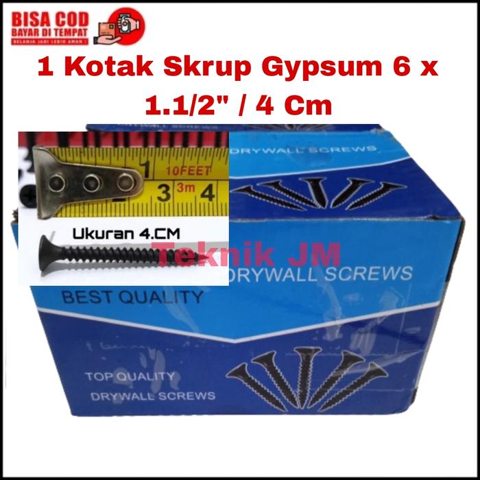 Jual SKRUP GYPSUM 1 1/2 INCH - SEKRUP 1 DUS 1KG SCREW GYPSUM UKURAN 4 ...