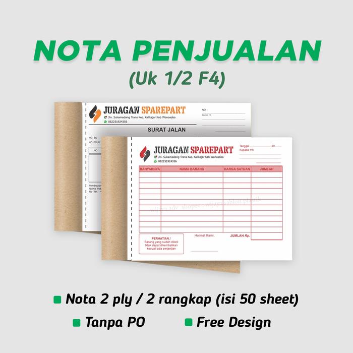 Promo NOTA PENJUALAN CETAK CUSTOM 1/2 FOLIO BERWARNA BUKU INVOICE TOKO ...
