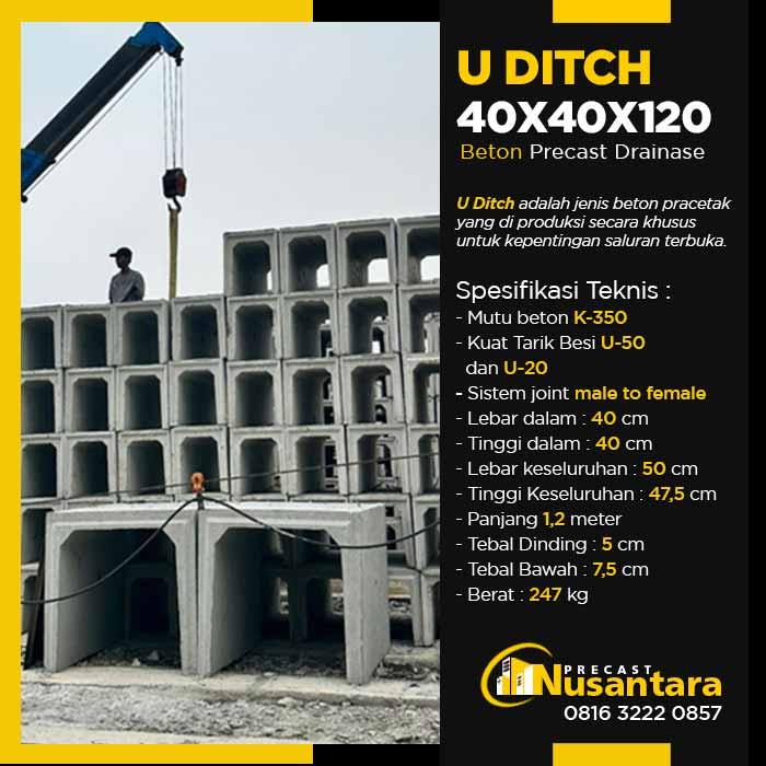 Jual U DITCH 40x40 PLUS COVER / COVER U DITCH 40 / U-Ditch 40x40 ...