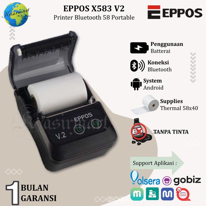 Promo Eppos X583 V2 Mini Printer Thermal Bluetooth Portable 58mm RPP02N ...
