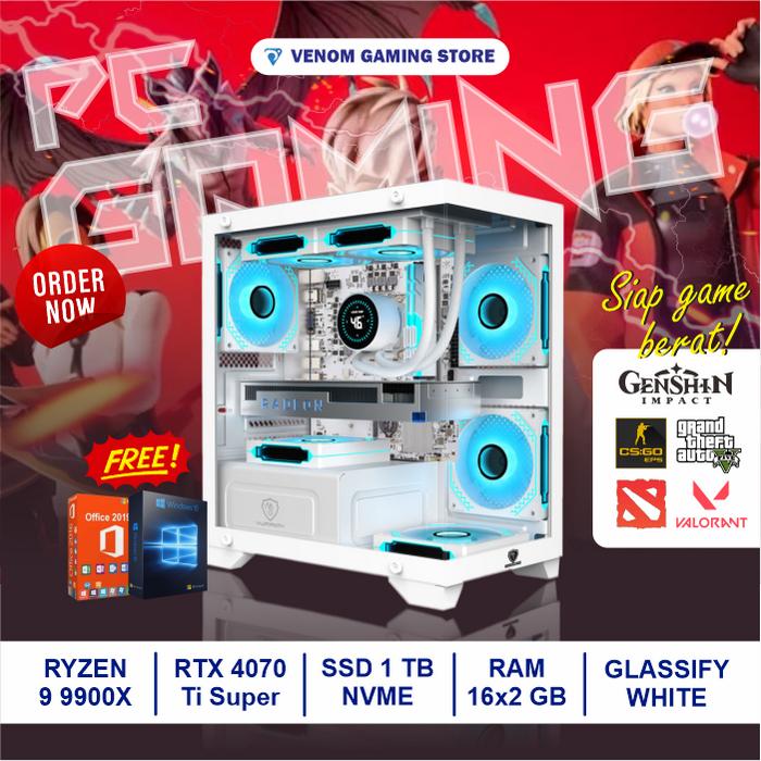Jual Pc Gaming All White | Ryzen 9 9900X | RTX 4070 Ti Super | 32GB ...