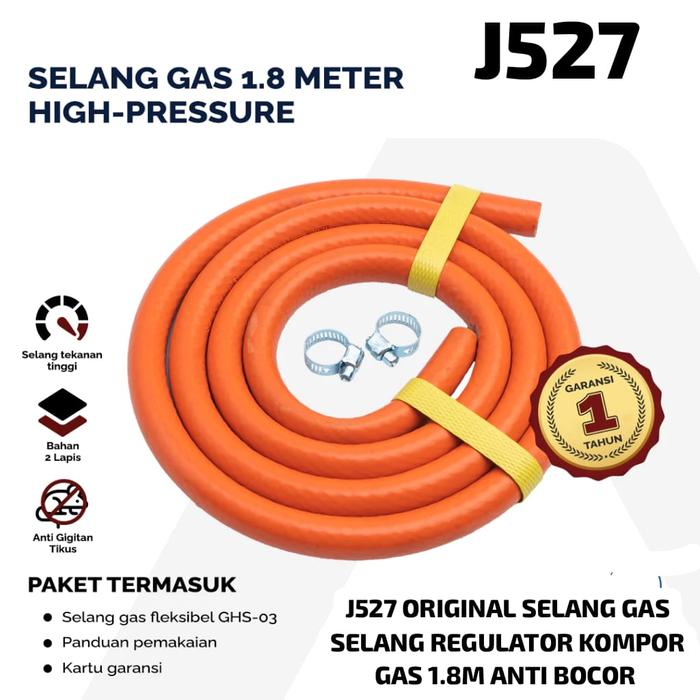 Jual J527 ORIGINAL SELANG REGULATOR KOMPOR GAS ANTI BOCOR PANJANG 1,8M ...