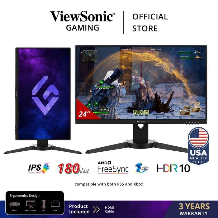 Jual Monitor Gaming ViewSonic XG2409 FHD IPS 180Hz 1ms HDR10 AMD FreeSync Ergonomic Stand ...