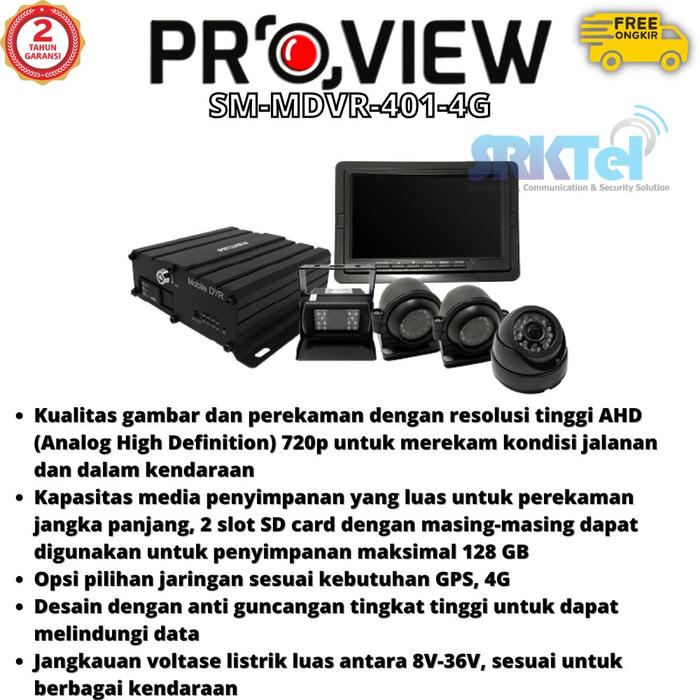 Jual Proview SM-MDVR-401-4G Paket CCTV Mobil 4 Kamera Mobile CCTV 4CH Kit - Jakarta Utara ...