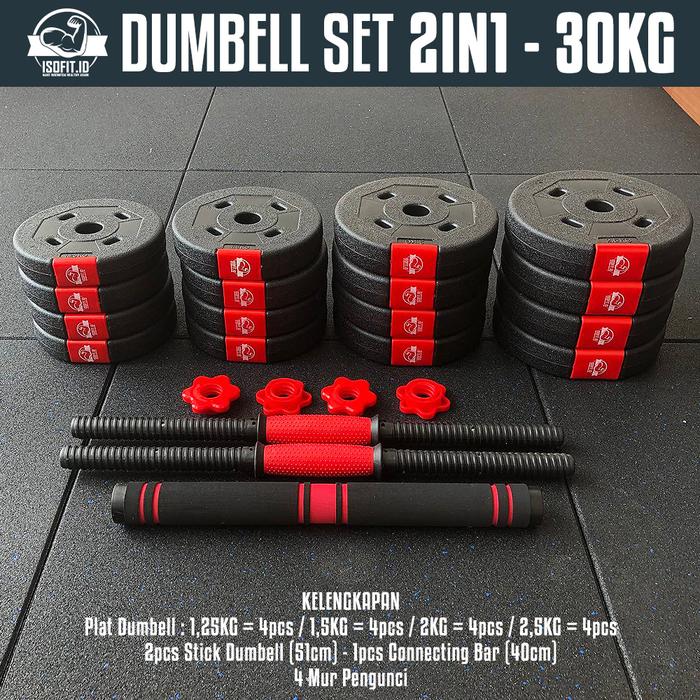 Jual Isofit Dumbell Set 10KG / Barbel / Alat Angkat Beban / Alat Fitness - INNER 2IN1-30KG ...