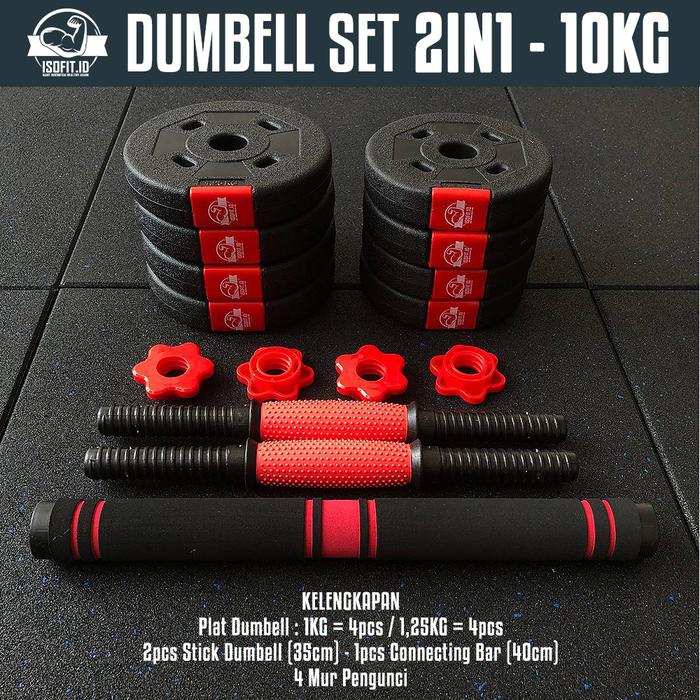 Jual Isofit Dumbell Set 10KG / Barbel / Alat Angkat Beban / Alat ...