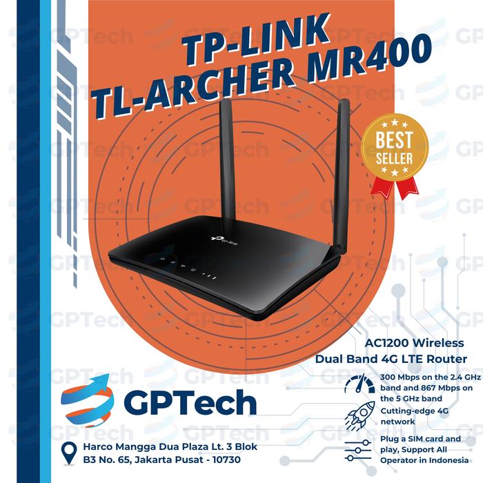 Promo TP-LINK TL-ARCHER MR400 4G Modem Router AC1200 Wireless Dual Band ...