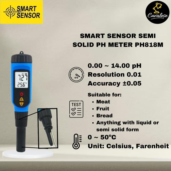 Promo SMART SENSOR pH Meter + Temperature Meter Portable Liquid Semi-Solid Tanah PH818/818M/818T ...