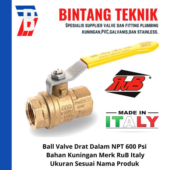 Jual Ball Valve 2" inch Kuningan Drat NPT Rub Italy 600 Psi - Jakarta ...