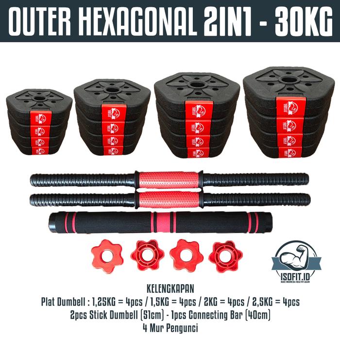 Jual Isofit Dumbell Set 10KG / Barbel / Alat Angkat Beban / Alat Fitness - OUTER 2IN1-30KG ...