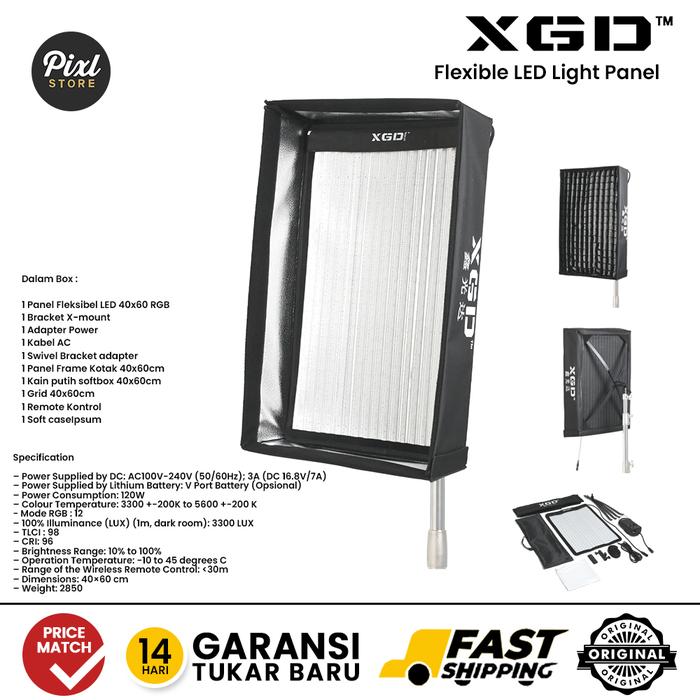 Jual XGD Flexible LED Light Panel 40x60 cm RGB 120W with Softbox and ...