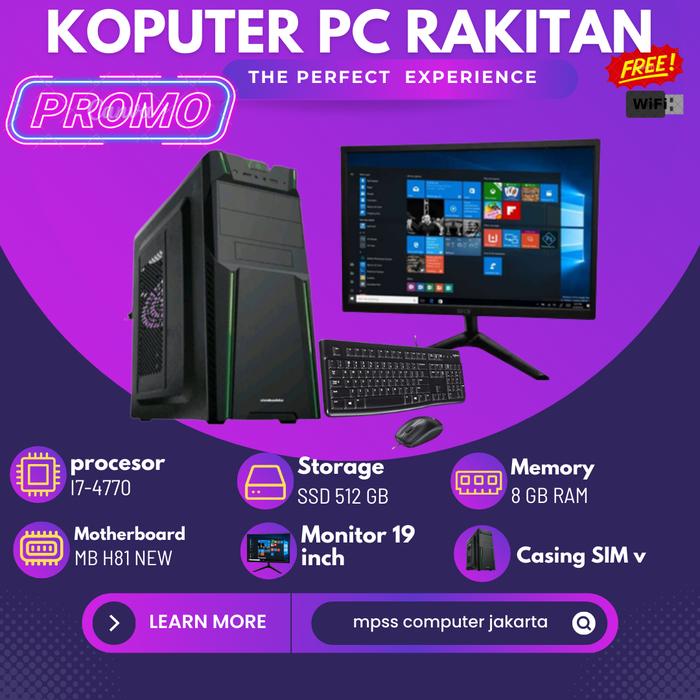 Jual PAKET PC KOMPUTER FULLSET I7 4770 8GB 512GB LED 19" KEYBOARD MOUSE - Jakarta Pusat - MPSS ...