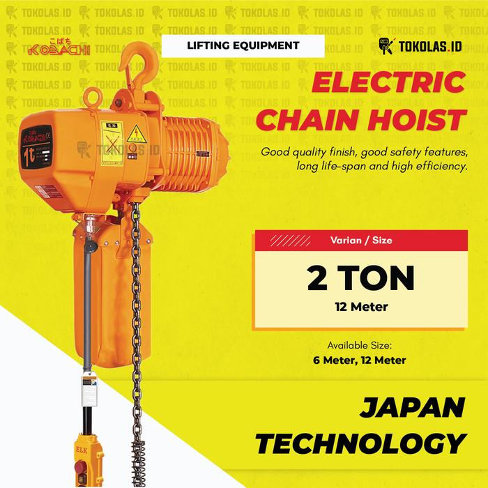 Jual Electric Chain Hoist Chain Block 2 Ton x 6 12 Meter KOBACHI Japan ...