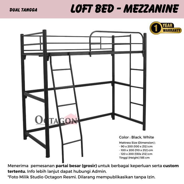 Promo Loft Bed Besi Minimalis Ranjang Susun Mezzanine - Dual Tangga (LB ...