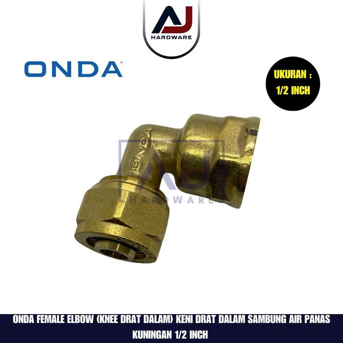 Jual Knee Drat Dalam 1/2 Inch Onda Female Elbow Brass Fitting Pipa Air Panas 1/2 Inch Kuningan ...